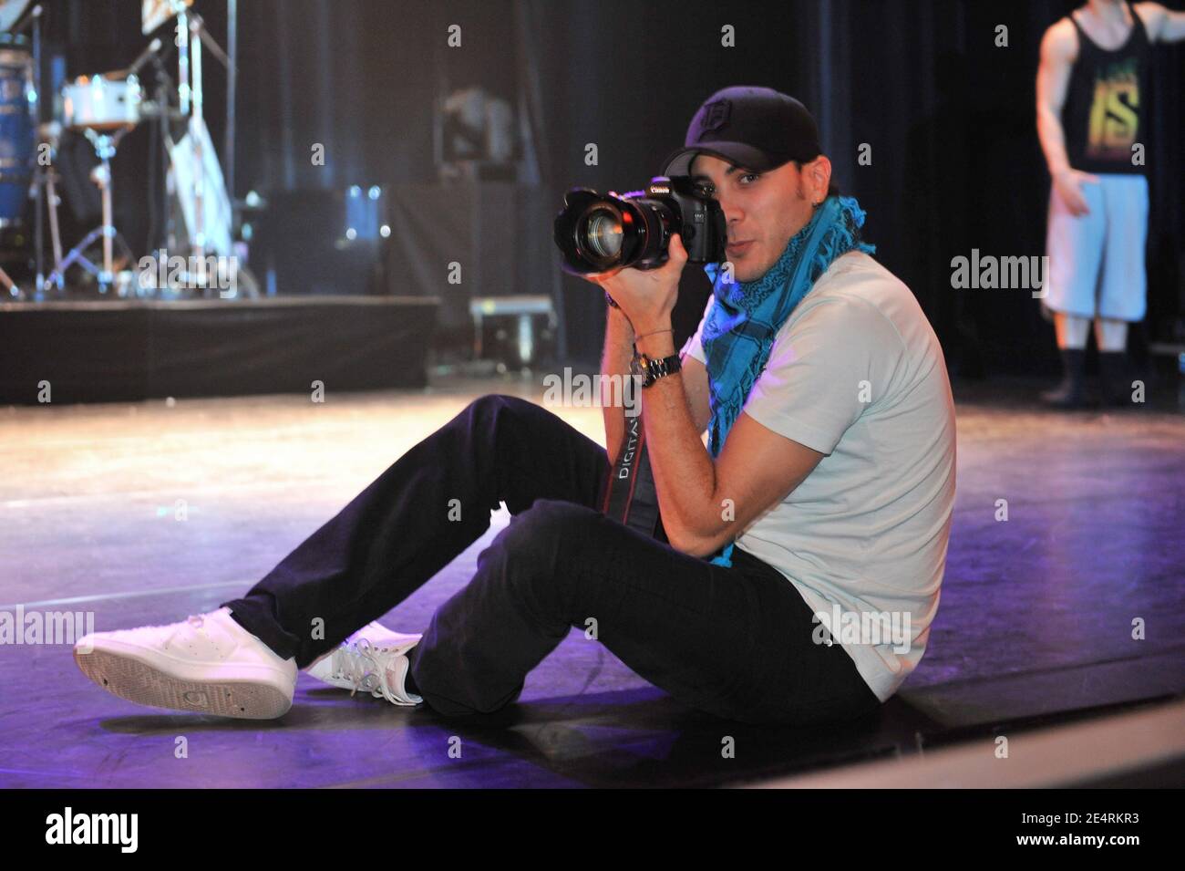 Merwan Rim on stage during the rehersals of the Fight Aids Gala ...