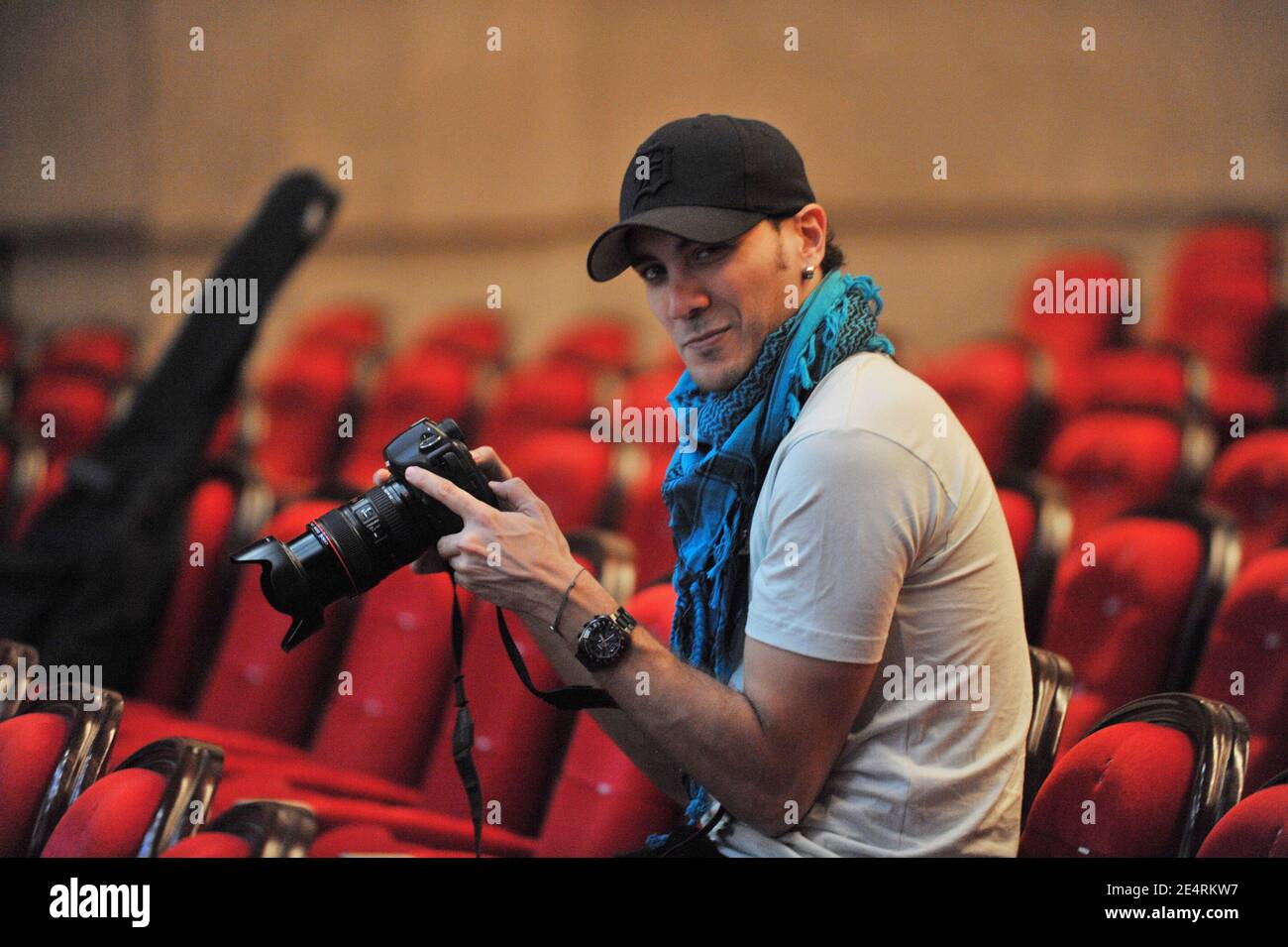 Merwan Rim on stage during the rehersals of the Fight Aids Gala ...