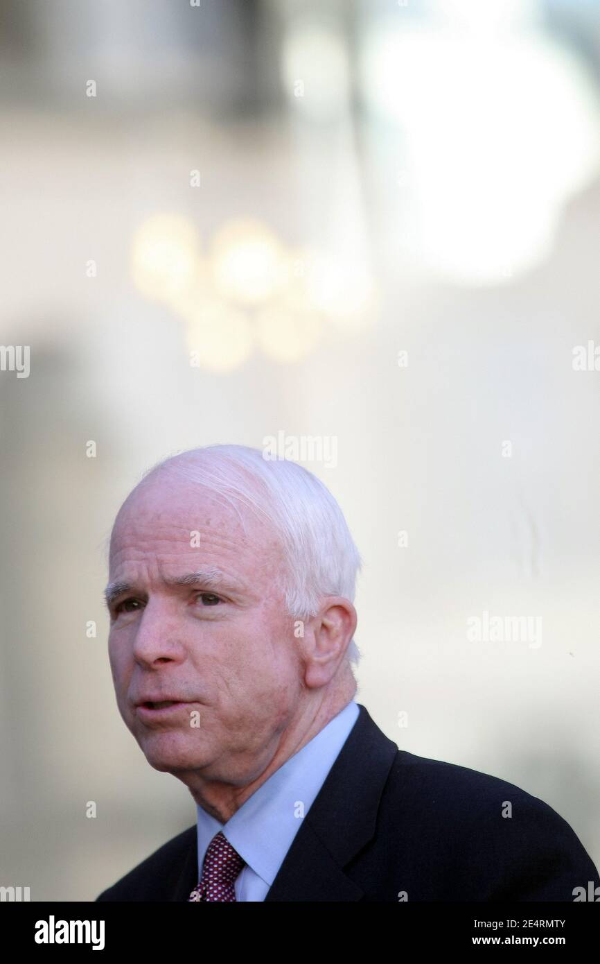 U.S. Republican presidential candidate Senator John McCain speaks to ...