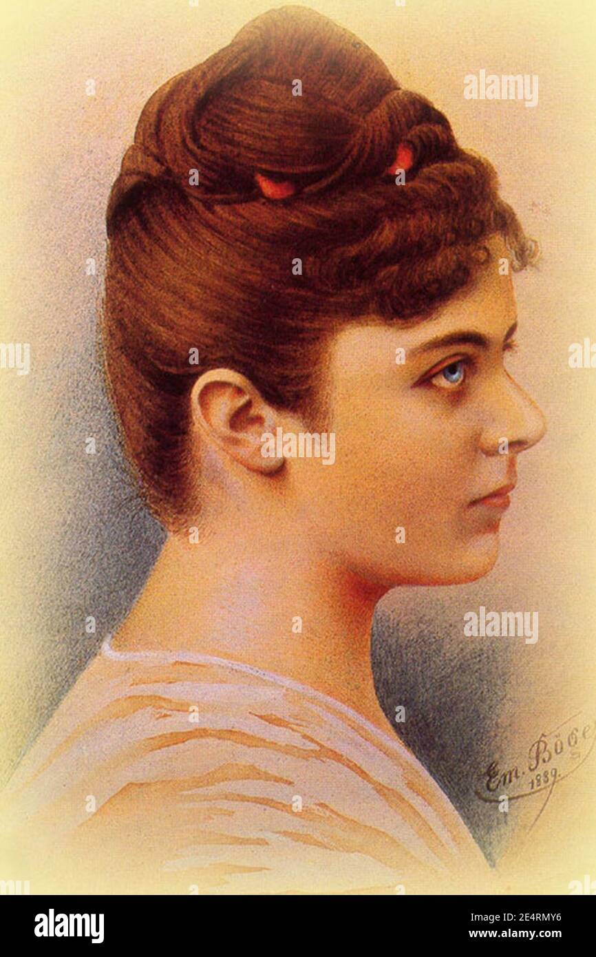 Mary Vetsera im Profil Zeichnung Em. Böger 1889 Stock Photo - Alamy