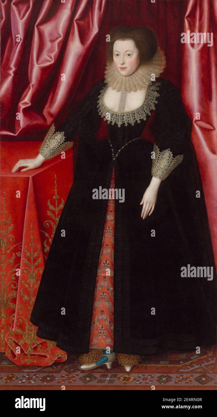 Mary, Lady Vere by William Larkin. c 1615 Stock Photo - Alamy