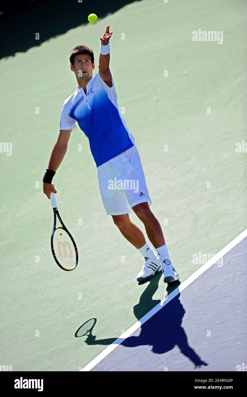 Novak Djokovic defeats Mardy Fish 6-2, 5-7, 6-3 in the men's final of ...