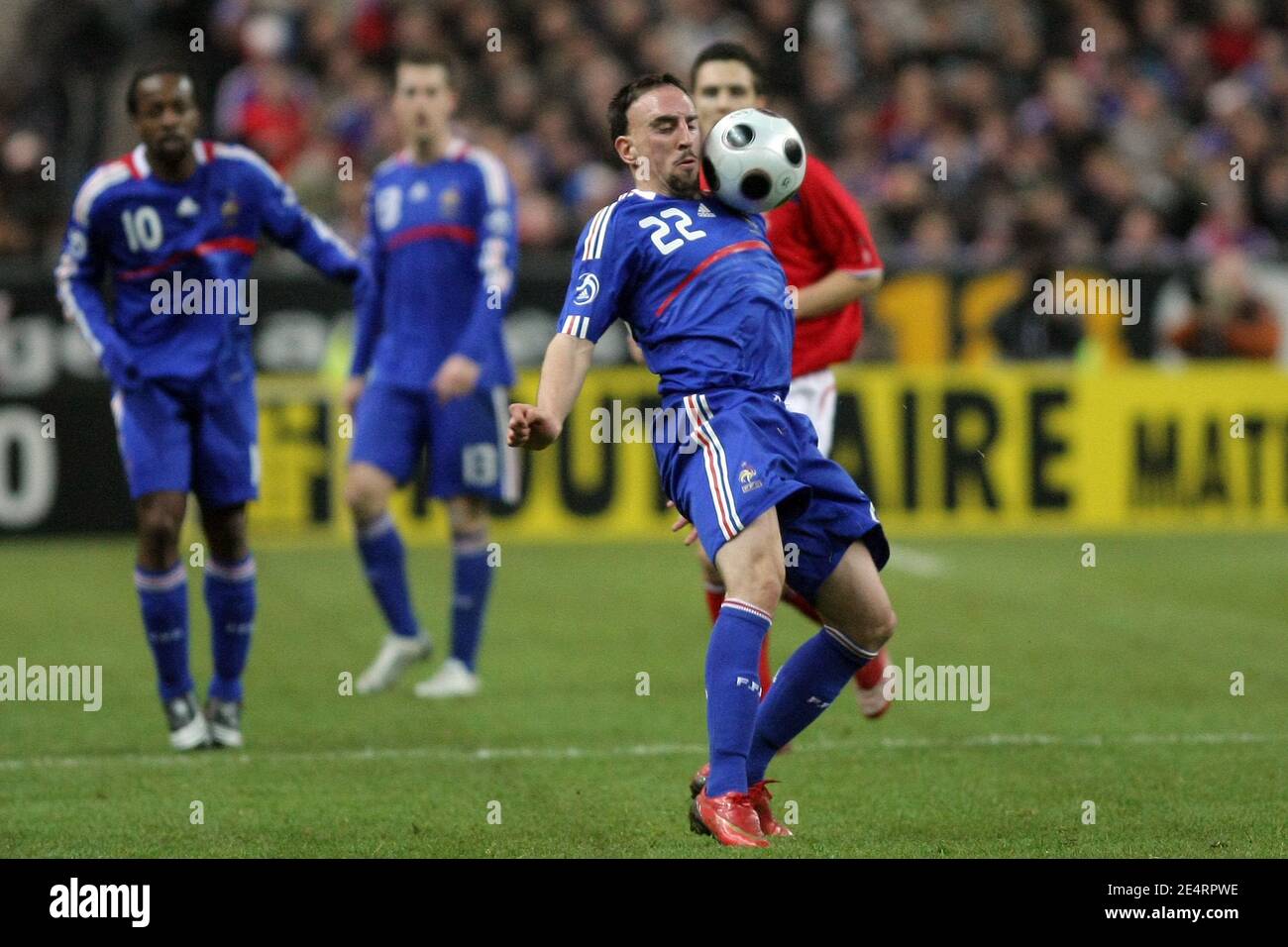 France's Franck Ribery controls the ball during the friendly soccer ...