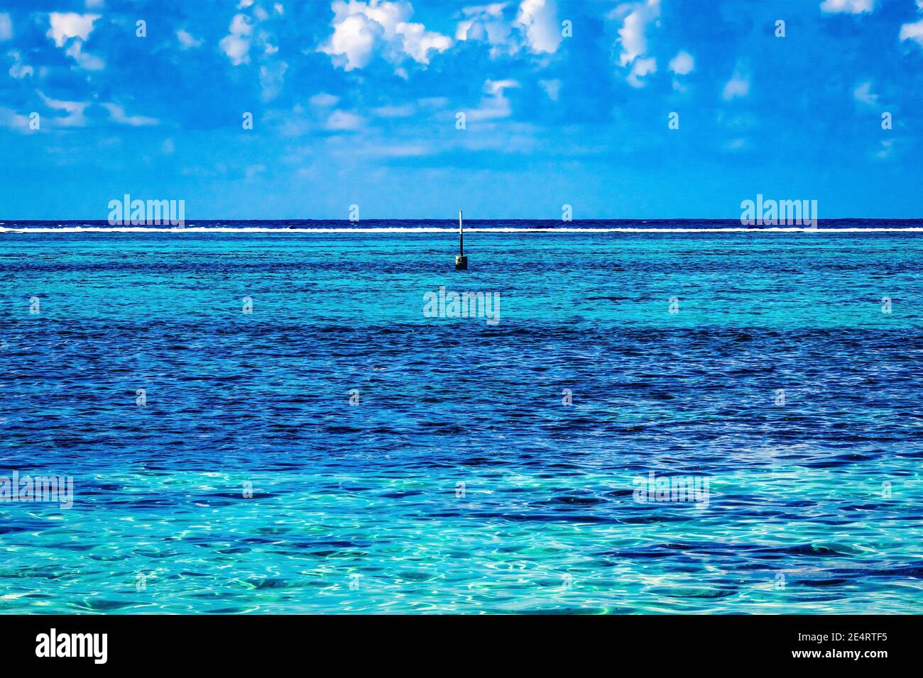 Colorful Blue Water Marker Reef Moorea Tahiti French Polynesia ...