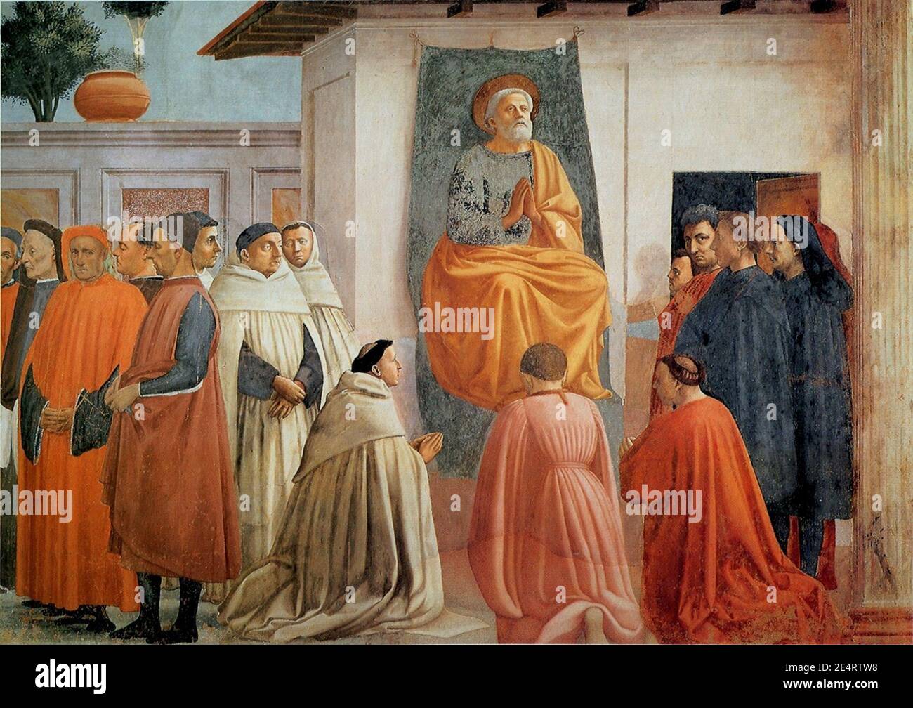 Masaccio. Raising of the Son of Teophilus and St. Peter Enthroned ...
