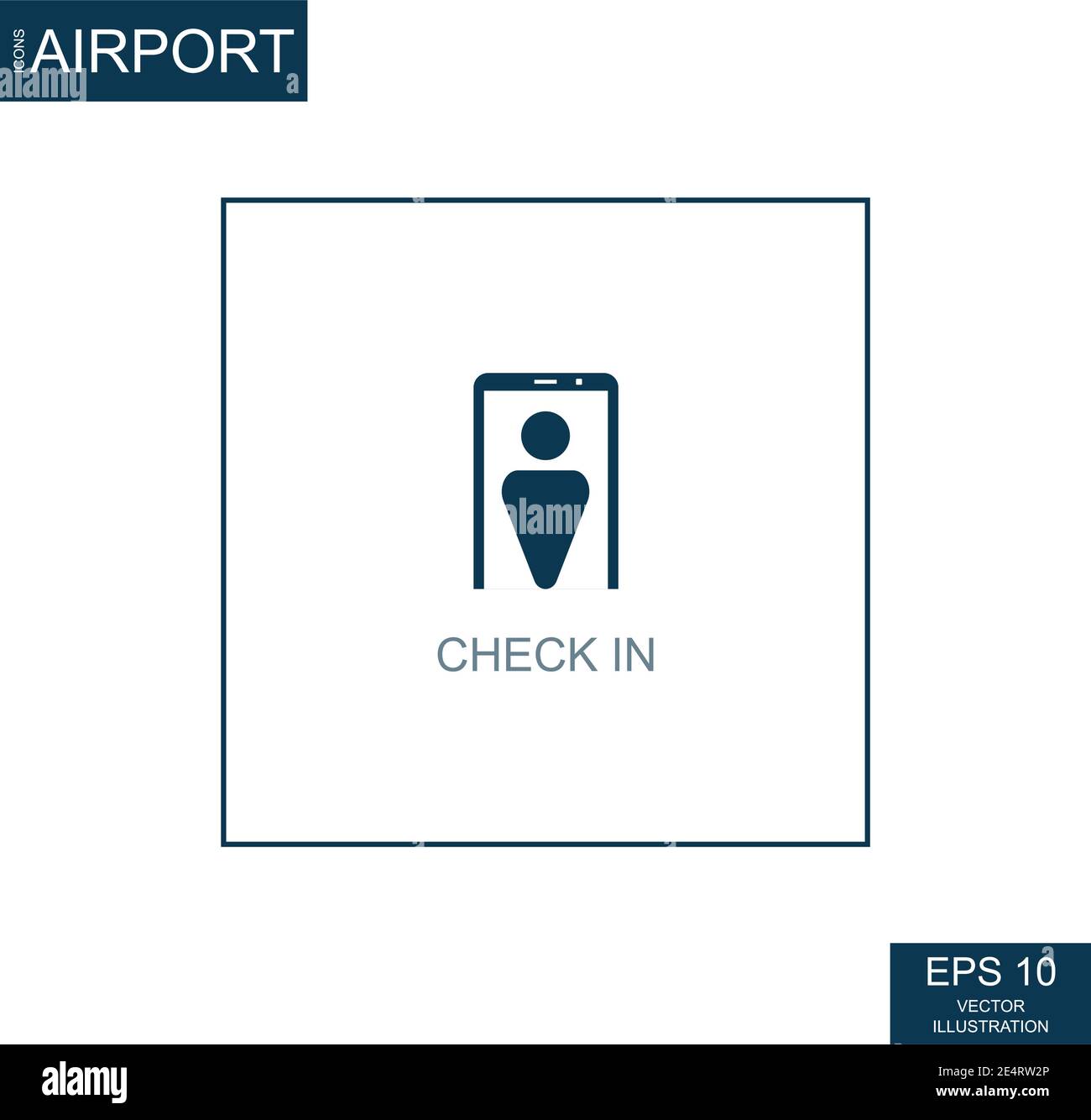 Registration abstract icon on airport theme - Vector illustration Stock ...