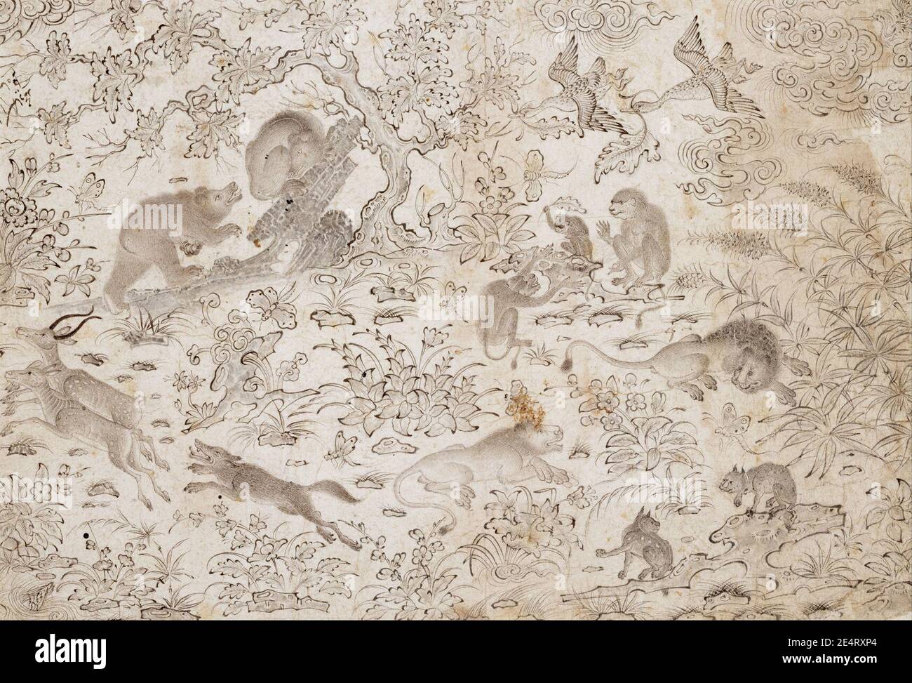 Master Muhammad Siyah Qalam - Birds and Beasts in a Flowery Landscape ...