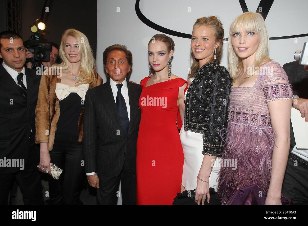 Italian designer Valentino poses backstage with Czech-born supermodel ...
