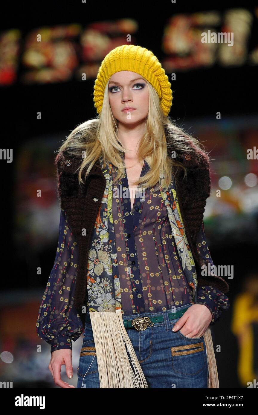 A model displays a creation by Miss Sixty at their Fall 2008 Collection ...