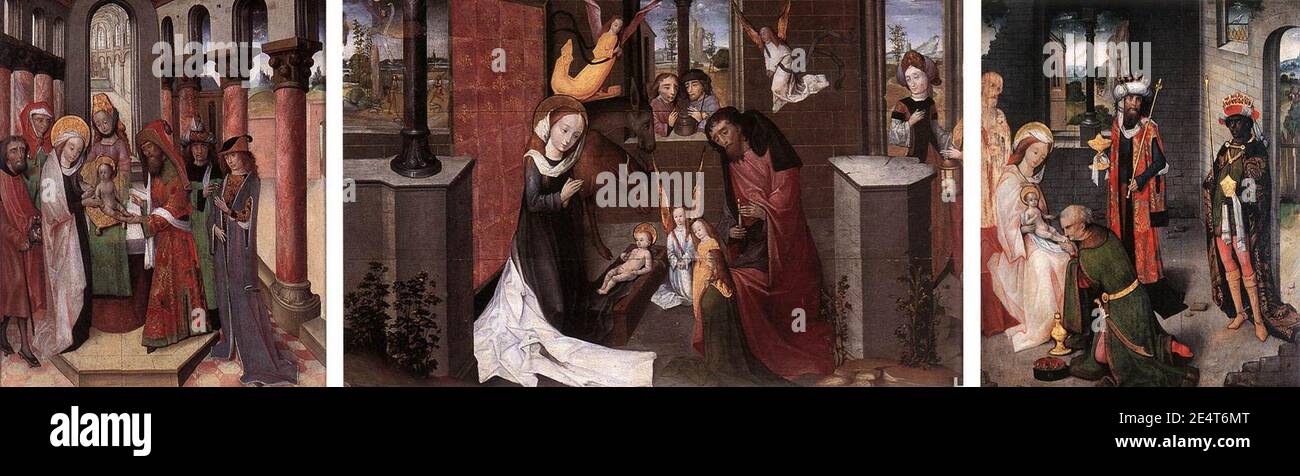 Master of the Wenemaer Triptych. Triptych with Scenes from the Life of Christ Stock Photo - Alamy
