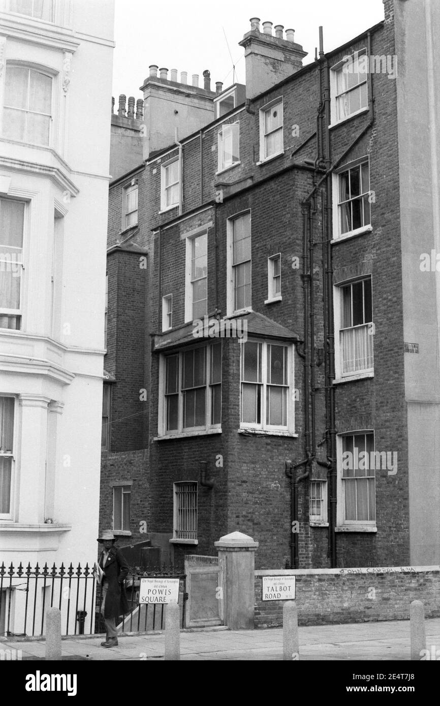 UK, West London, Notting Hill, 1973. Rundown & dilapidated large four ...
