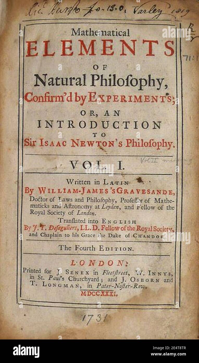 Mathematical elements of natural philosophy hi-res stock photography ...