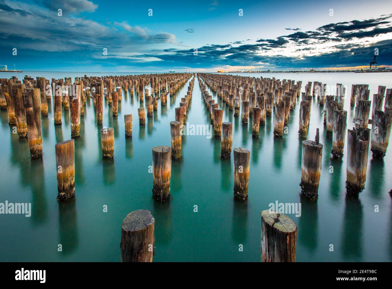 Sunset on Princes pier port Stock Photo - Alamy