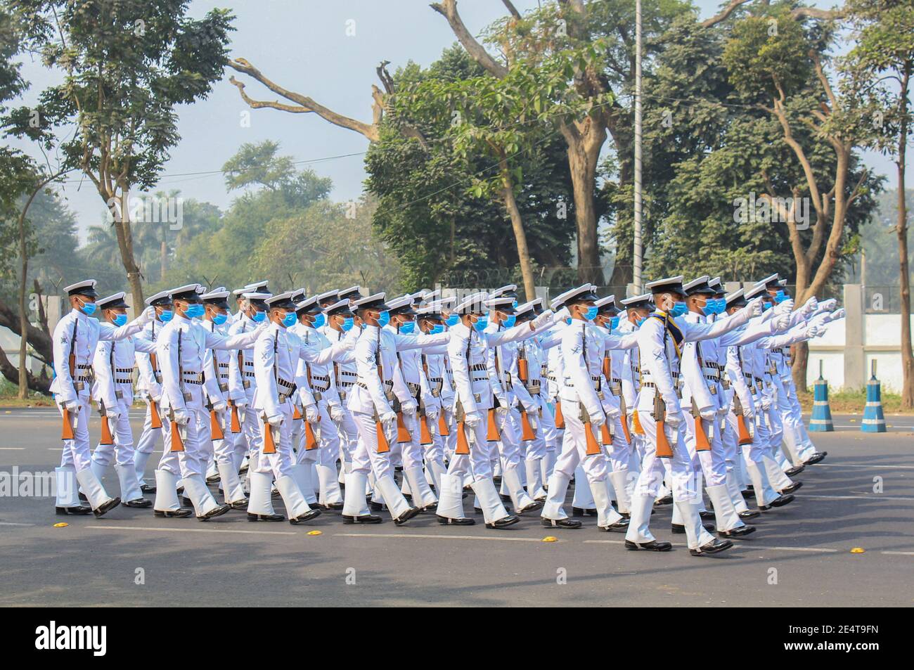 The Soldiers of Indian Navy are doing Parade during the Full Dress ...