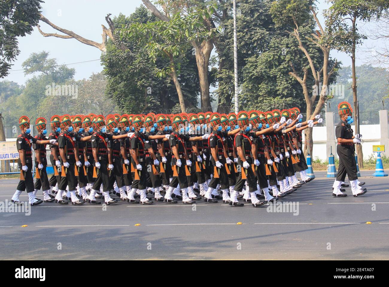 The Soldiers of Bihar Regiment (Indian Army) are doing parade during ...