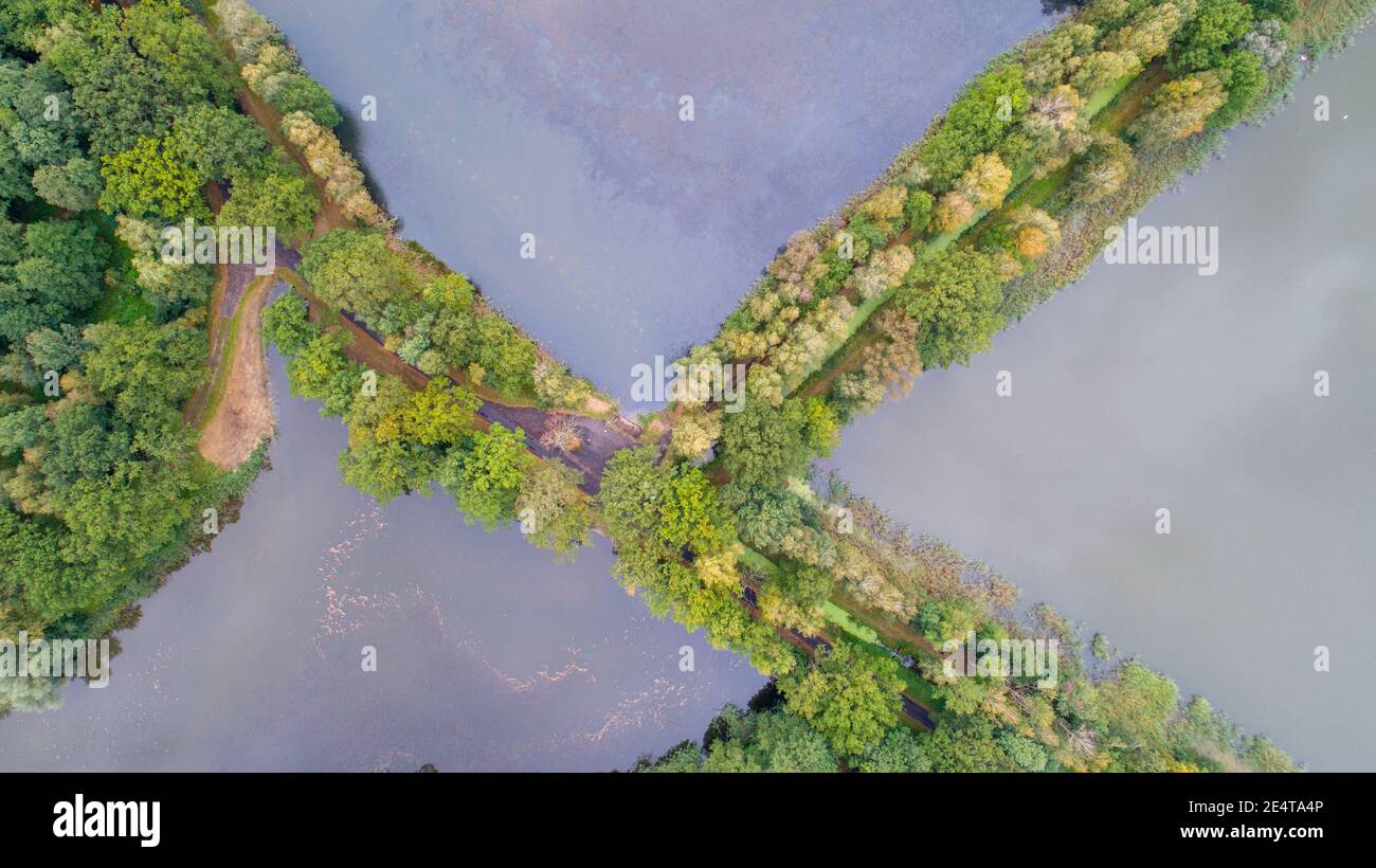 Aerial drone view of Milicz ponds in Poland Stock Photo - Alamy