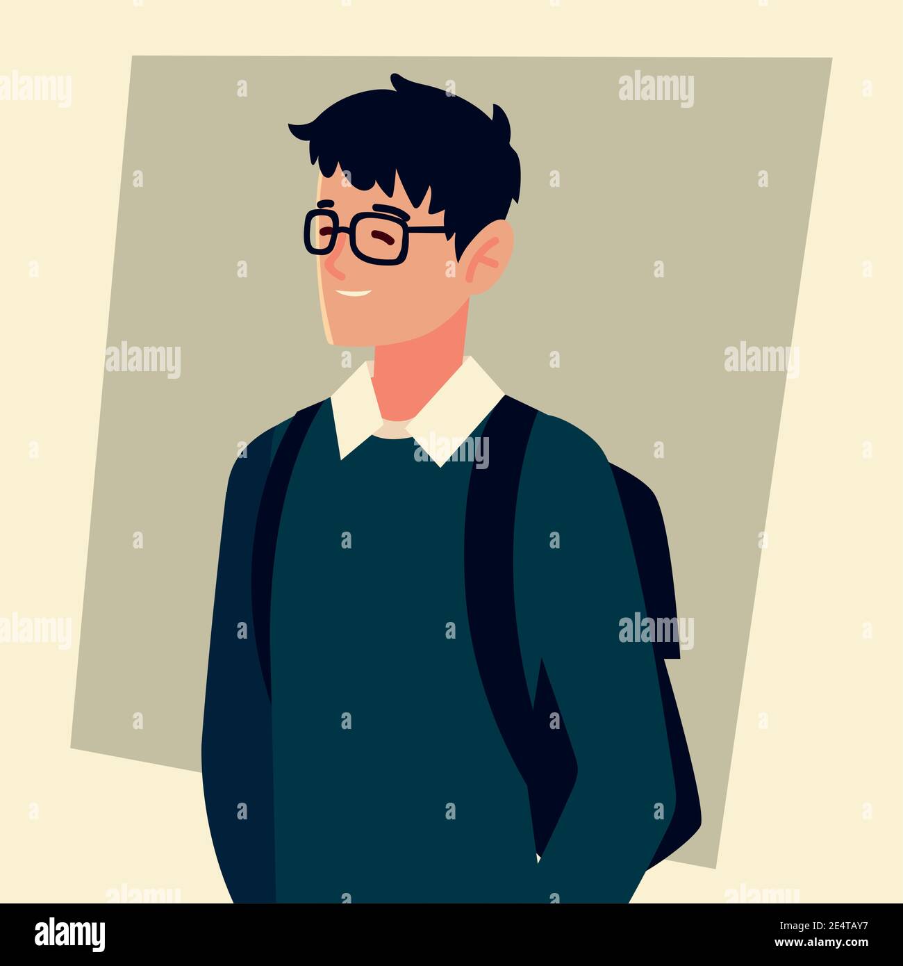 student man with glasses and bag character, people student university ...