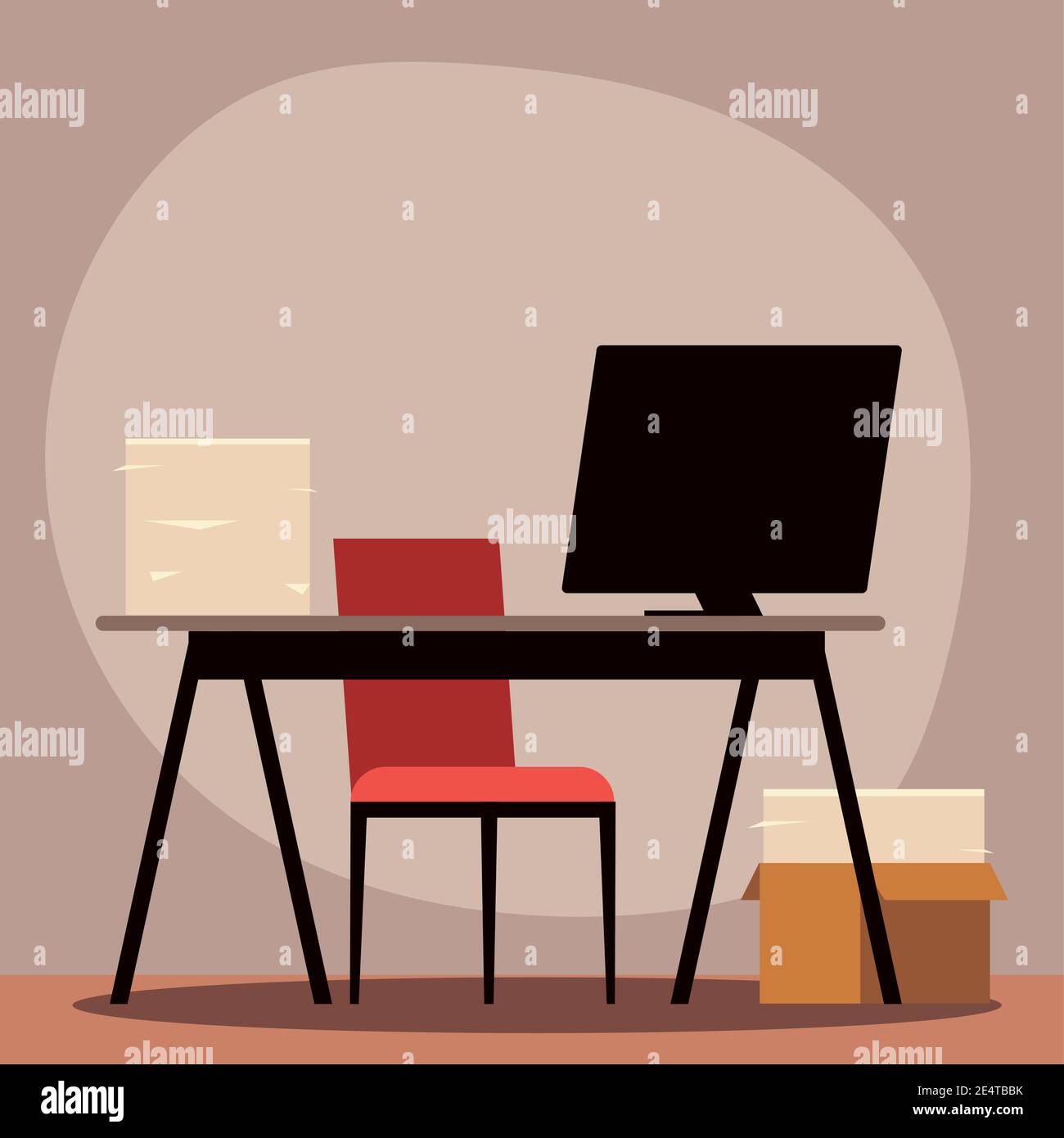 office desk computer chair and paper stack vector illustration Stock Vector Image & Art - Alamy