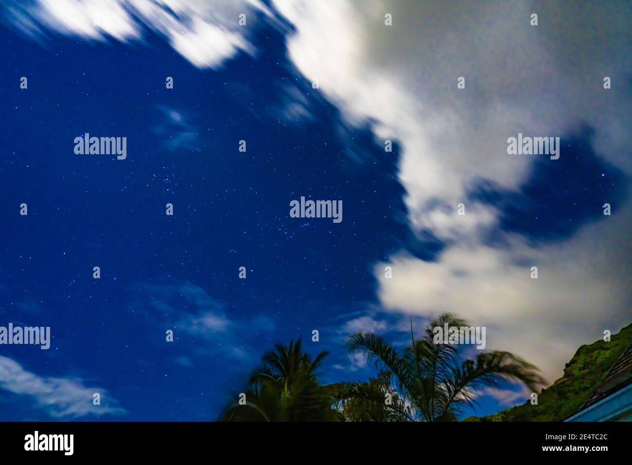 Colorful Blue Starry Starry Night Clouds Moon Light Moorea Tahiti ...