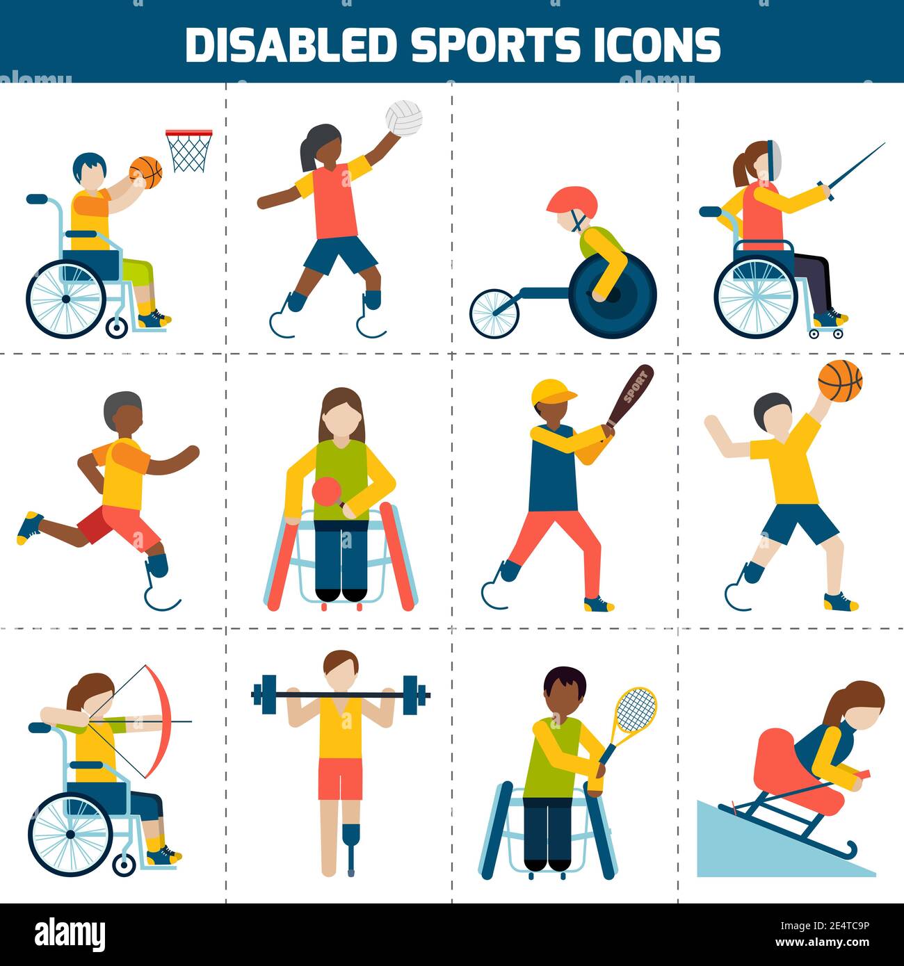 Disabled sports design concept with handicapped people playing football ...