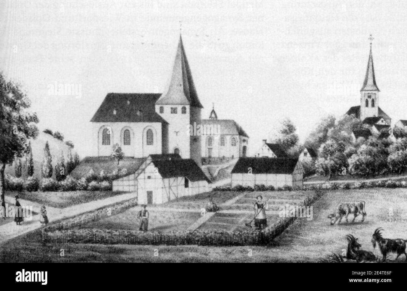 Maurinus-Kirchen Lützenkirchen um 1845 Stock Photo - Alamy