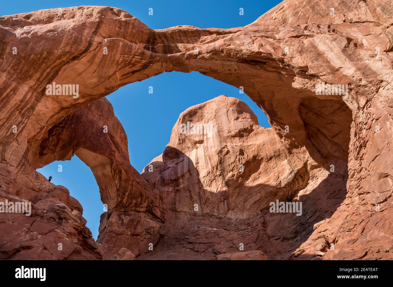 DOUBLE ARCH WINDOWS SECTION ARCHES NATIONAL PARK MOAB UTAH Stock Photo ...