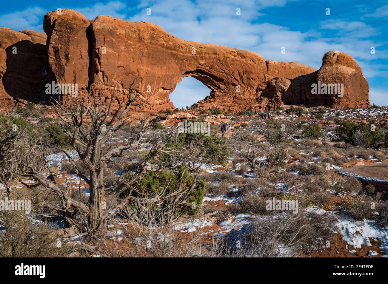 NORTH WINDOW ARCH WINDOWS SECTION ARCHES NATIONAL PARK MOAB UTAH Stock ...