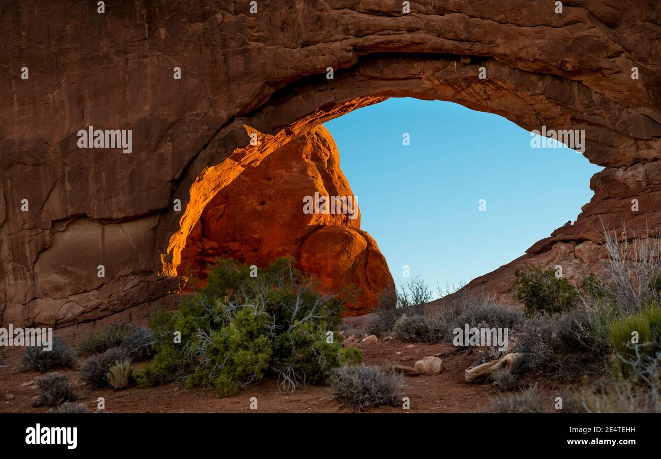TURRET ARCH WINDOWS SECTION ARCHES NATIONAL PARK MOAB UTAH Stock Photo ...