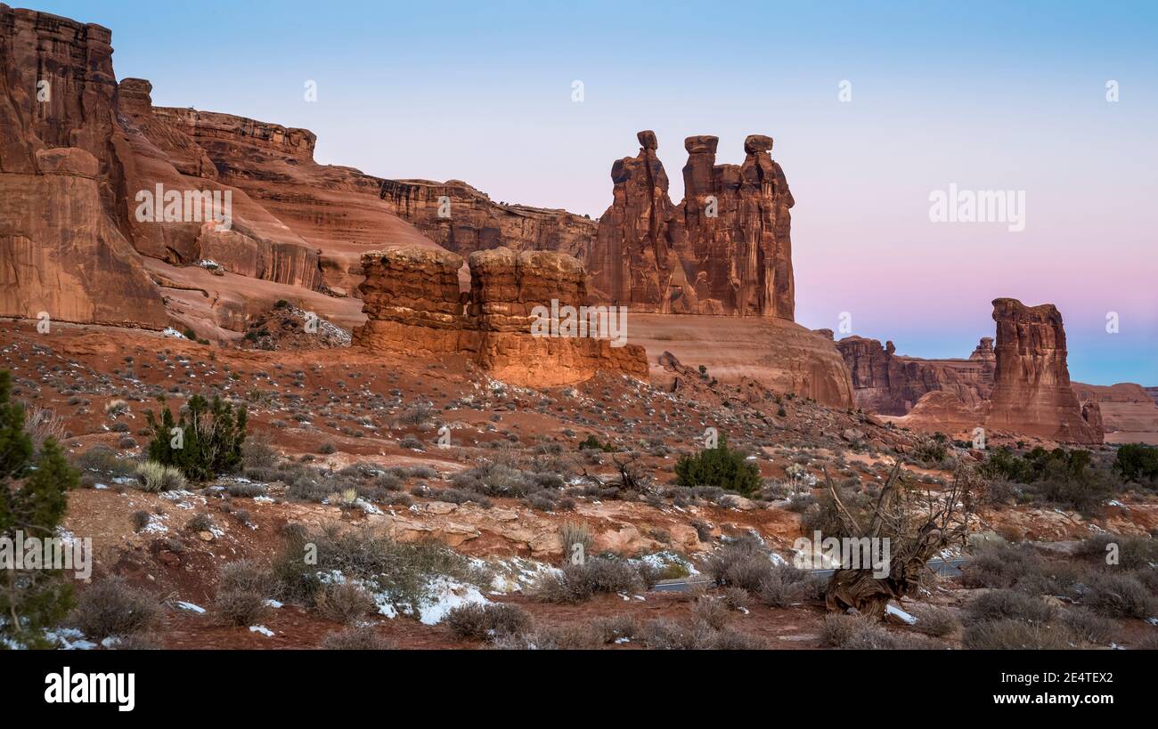 COURTHOUSE TOWERS ARCHES NATIONAL PARK MOAB UTAH Stock Photo - Alamy