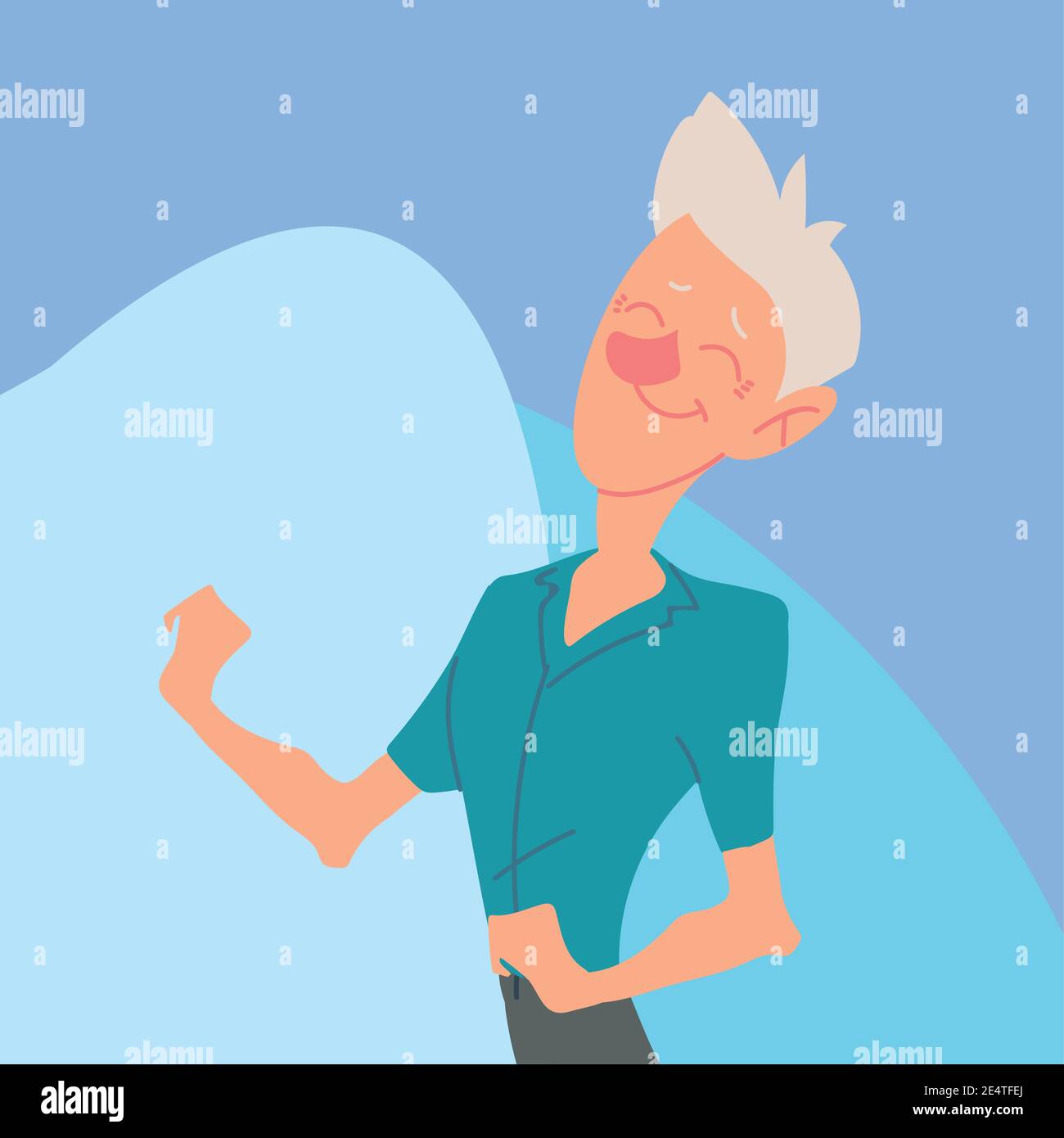 seniors active, old man happy character portrait vector illustration ...