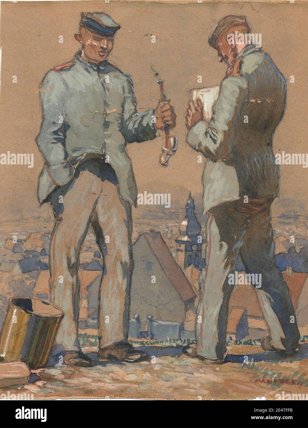 Max Frey - Aquarell, Soldaten 1917 Stock Photo - Alamy