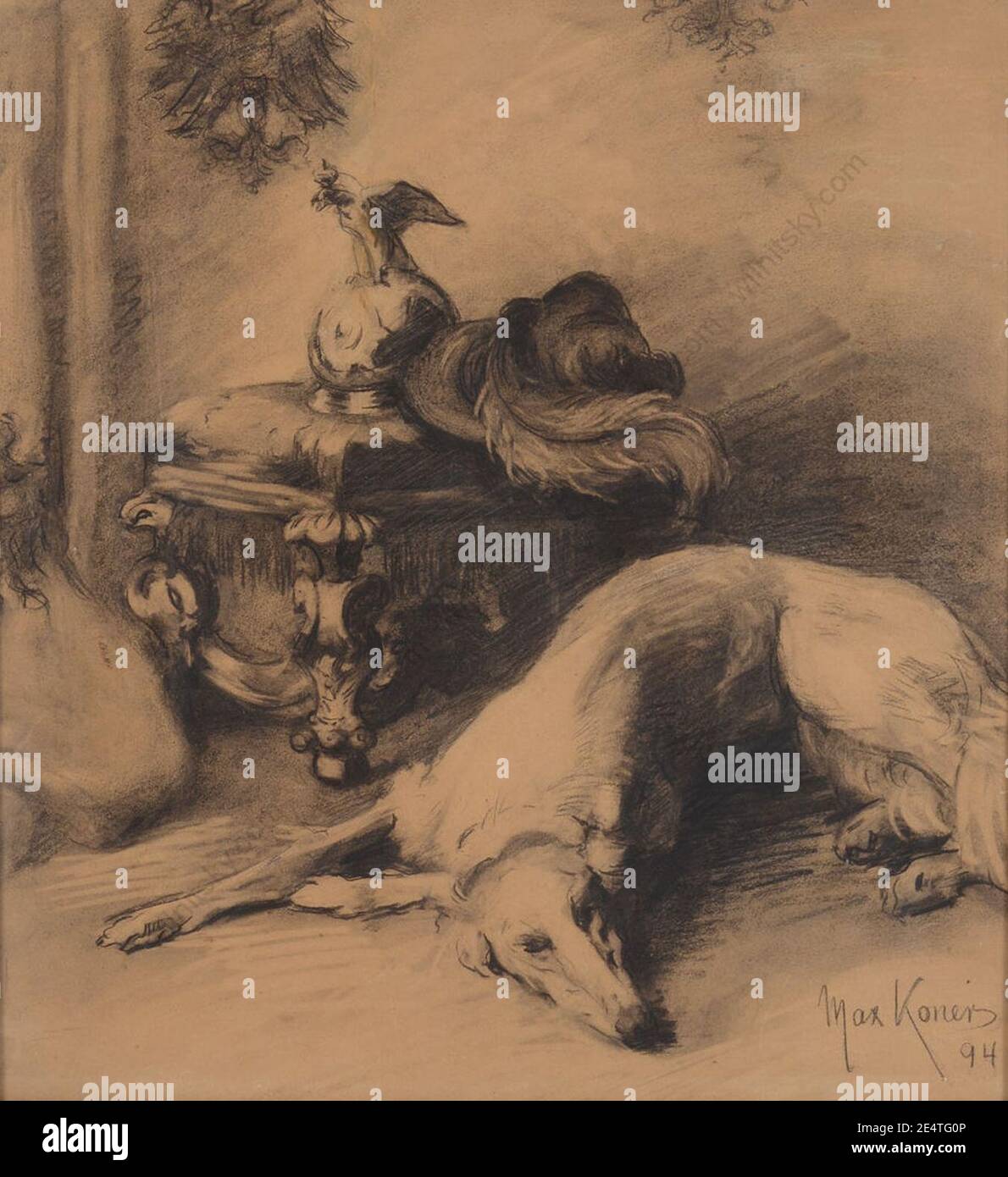 Max Koner - Windhound of Kaiser Wilhelm II, drawing, 1894 Stock Photo ...