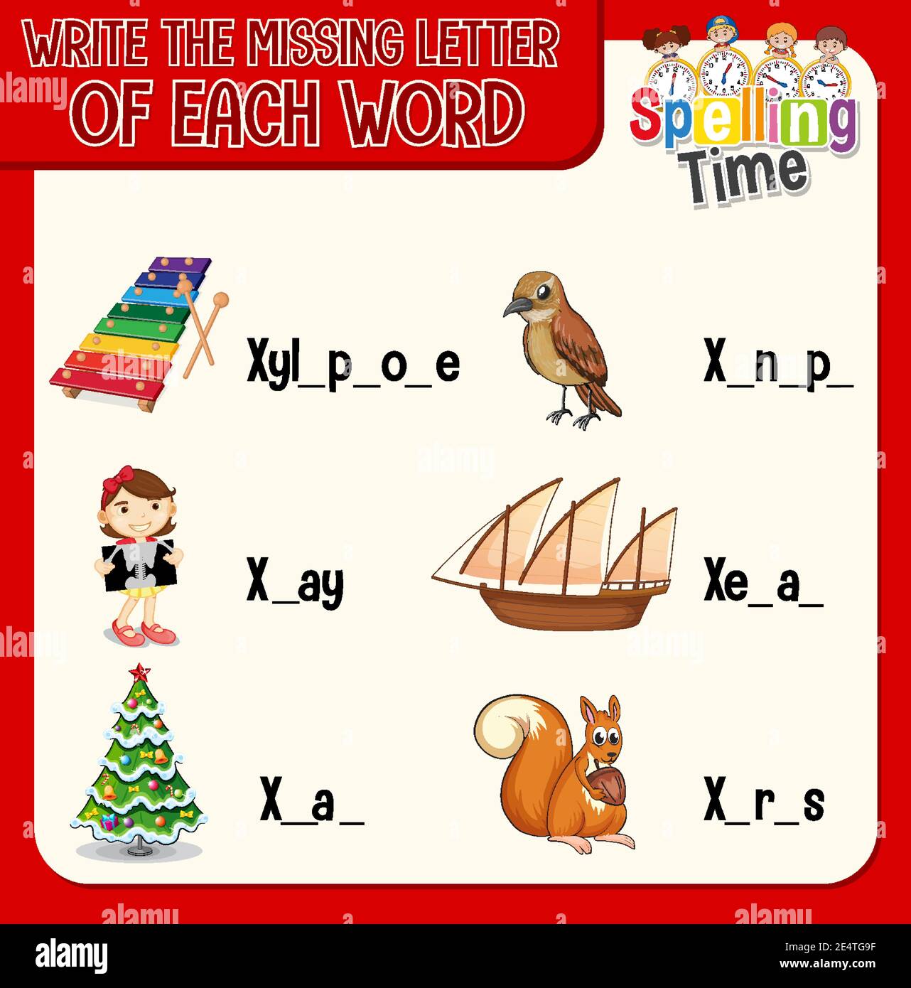 Write the missing letter of each word worksheet for children ...