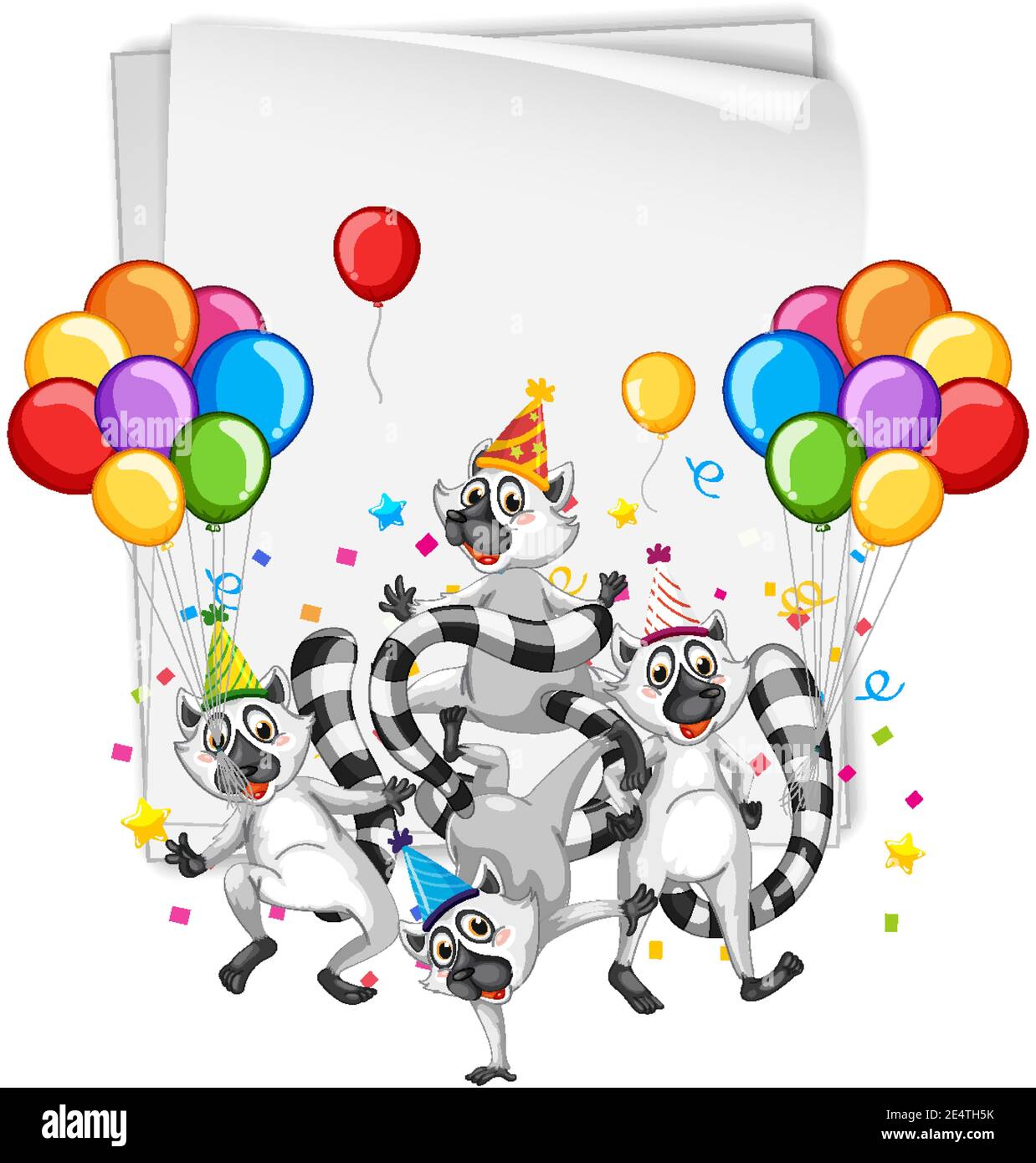 Paper template with cute animals in party theme illustration Stock ...
