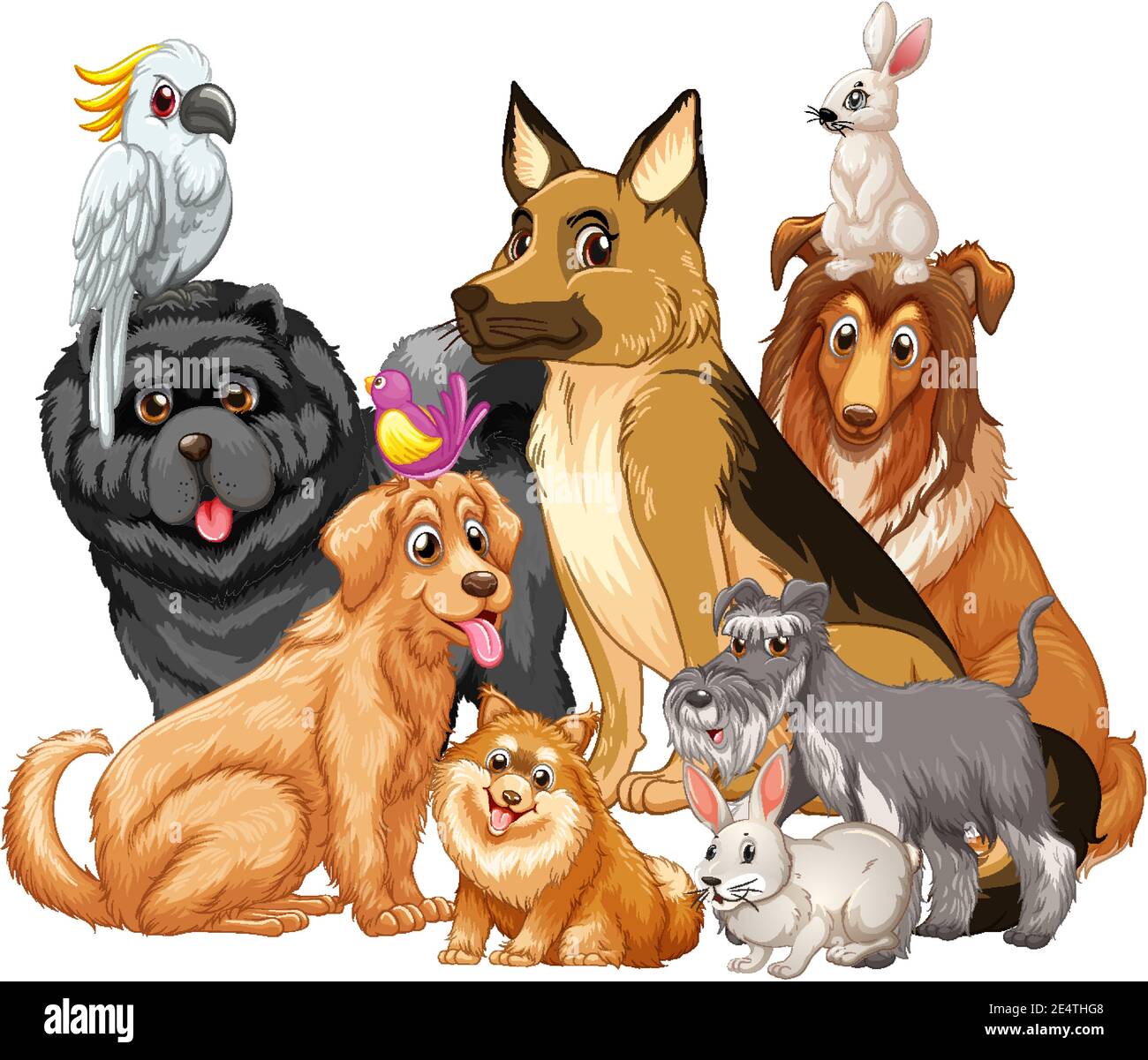 Group of pet on white background illustration Stock Vector Image & Art ...