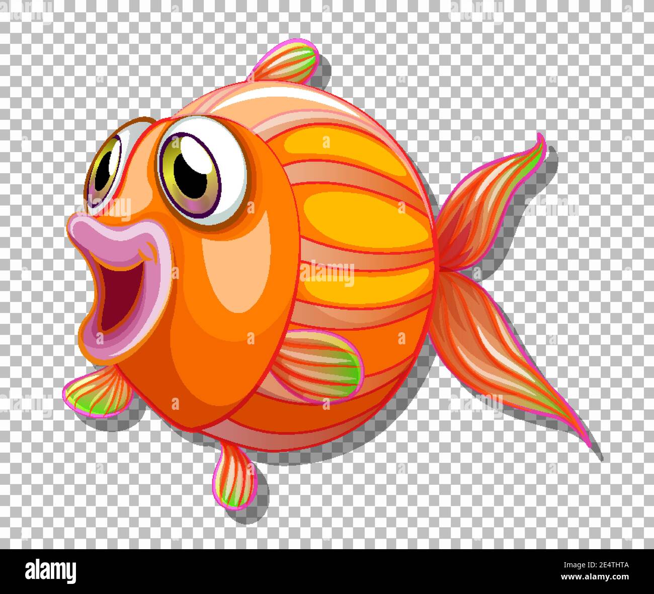 Cute fish with big eyes cartoon character on transparent background ...