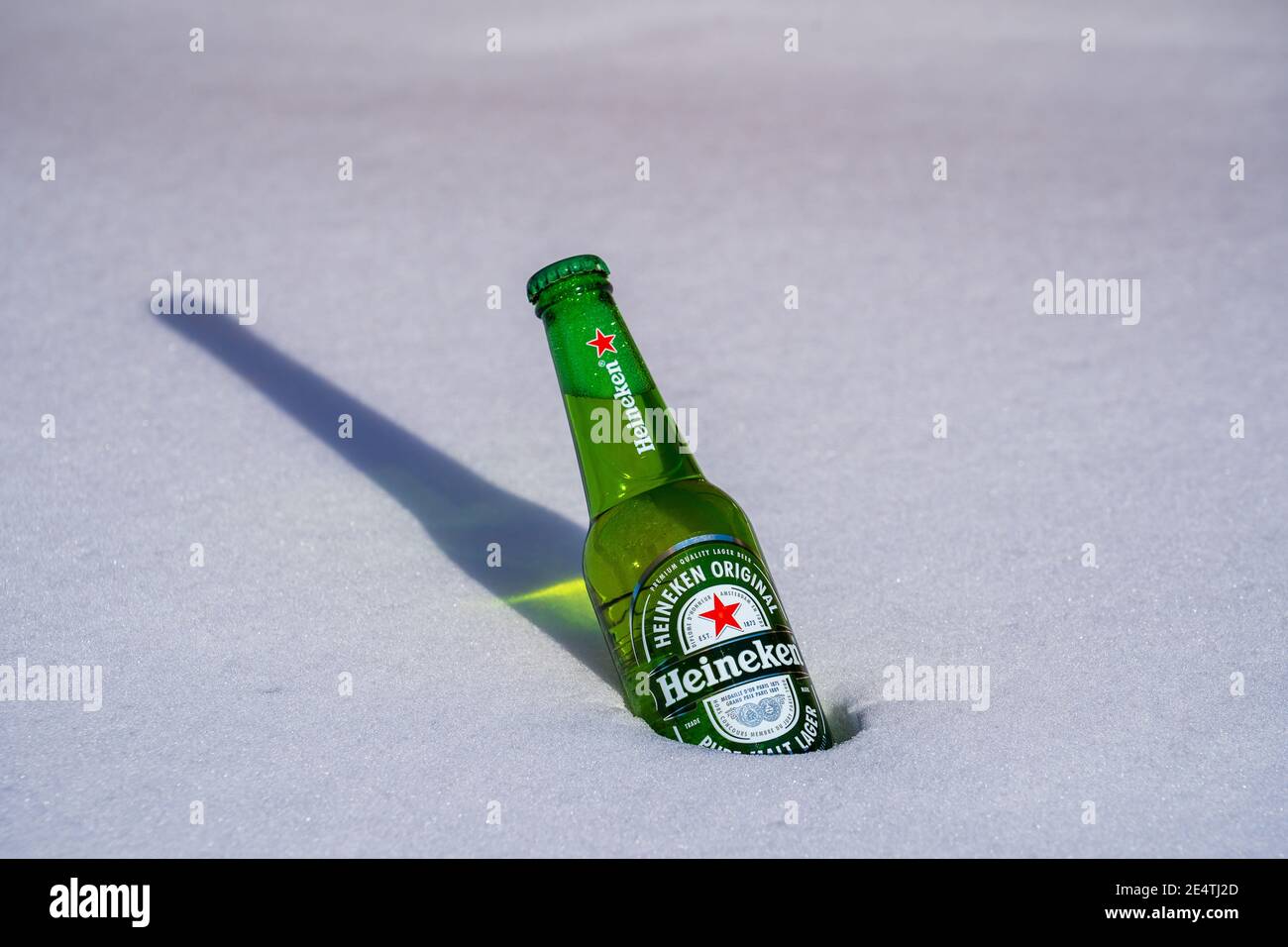 Kyiv, Ukraine - january 21, 2021 : Bottle of Heineken Lager Beer on a ...