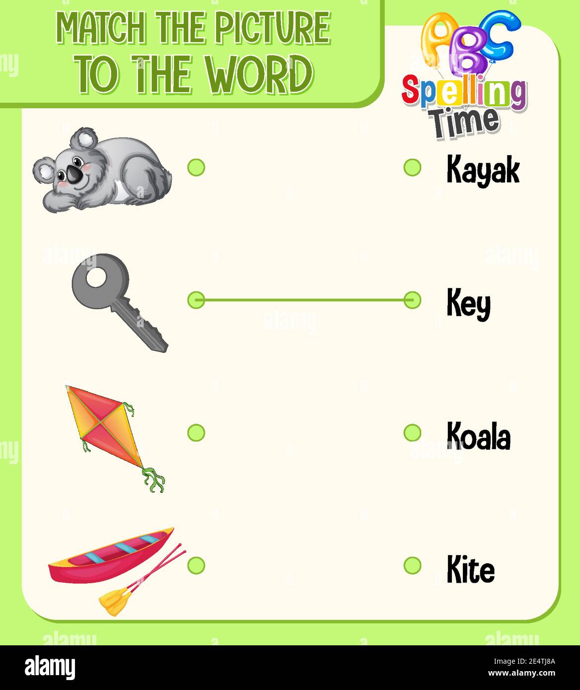 Match the picture to the word worksheet for children illustration Stock ...