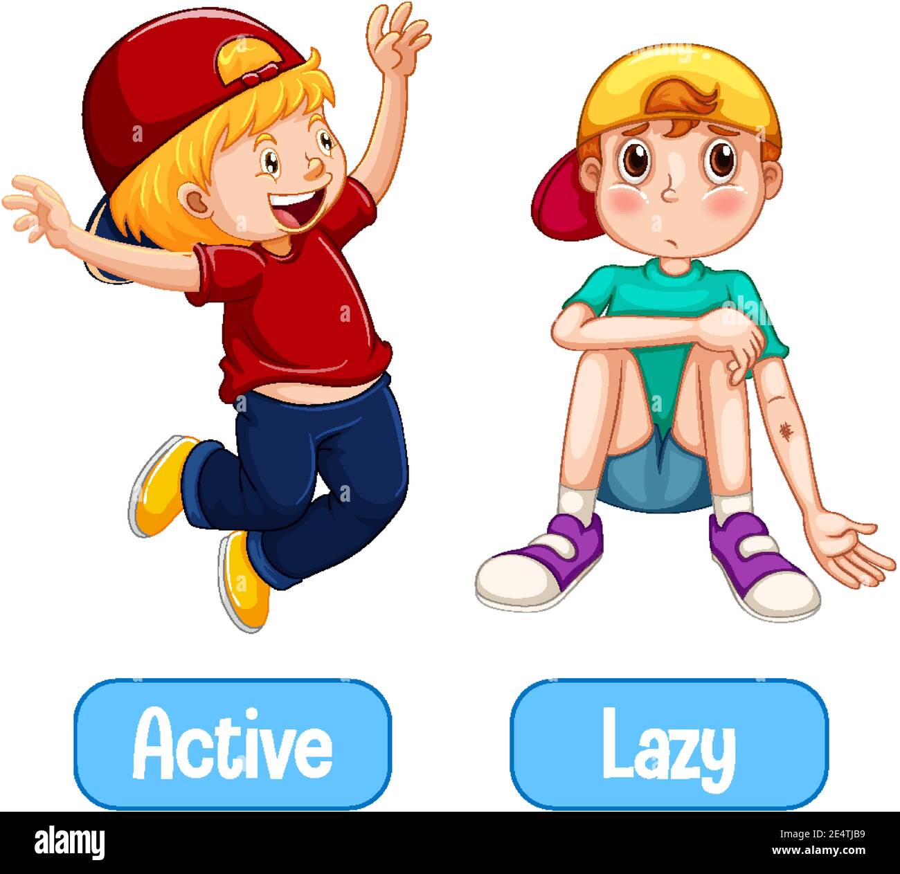 Opposite words with active and lazy illustration Stock Vector Image ...