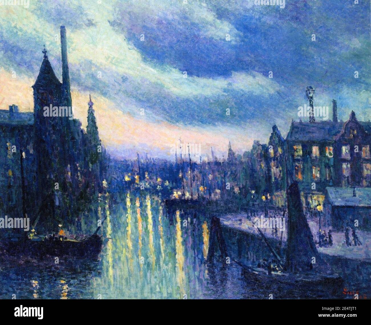 Maximilien Luce-The Port of Rotterdam, Evening Stock Photo - Alamy