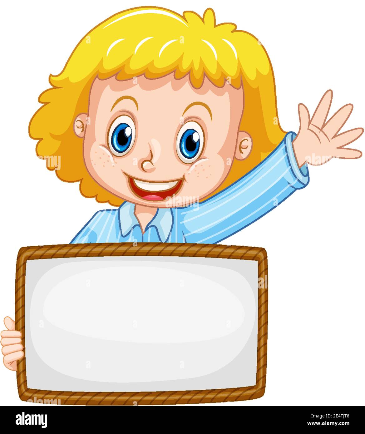 Blank sign template with cute girl on white background illustration ...