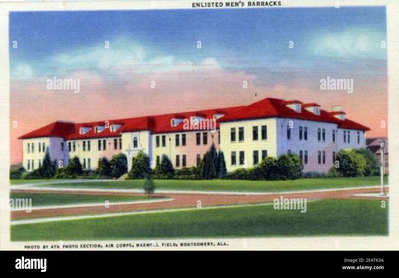 Maxwell Field - Postcard Enlisted Mens Barracks Stock Photo - Alamy