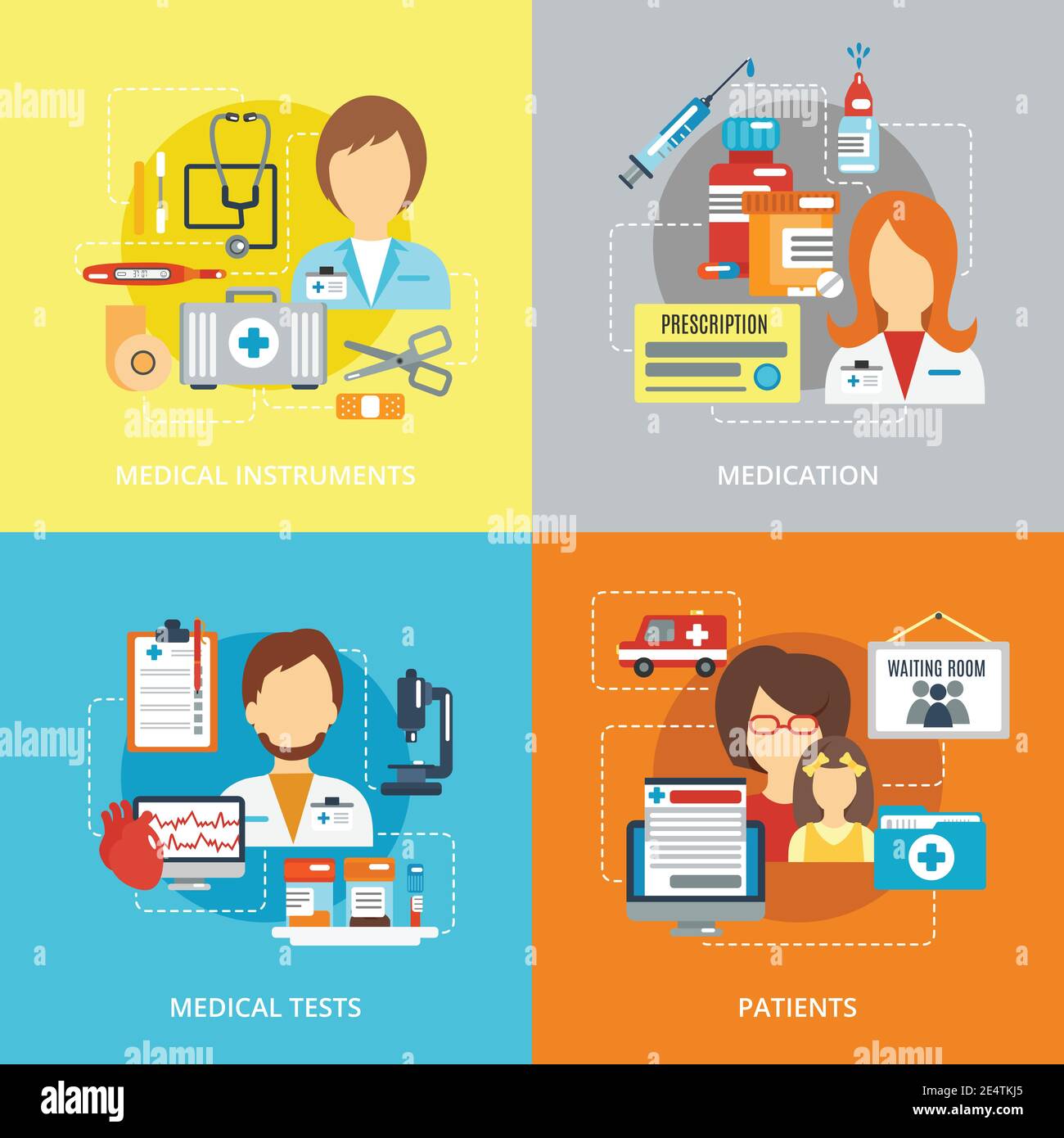 Doctor design concepts set with medical instruments medication tested ...