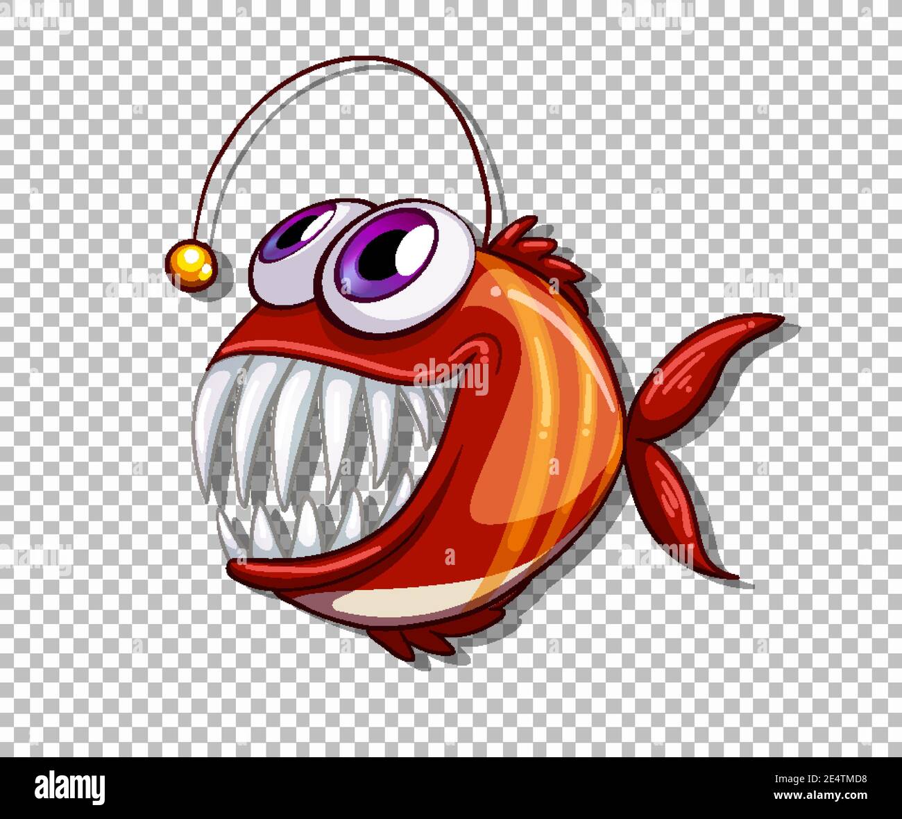 Orange Angler fish cartoon character on transparent background ...