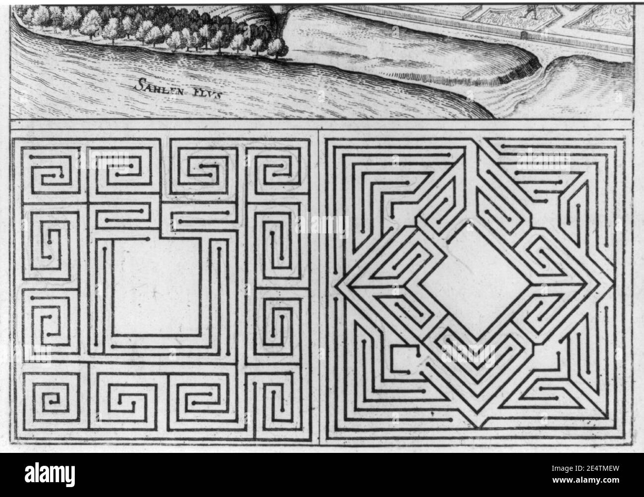 Maze-like geometric figures- (2 squares Stock Photo - Alamy