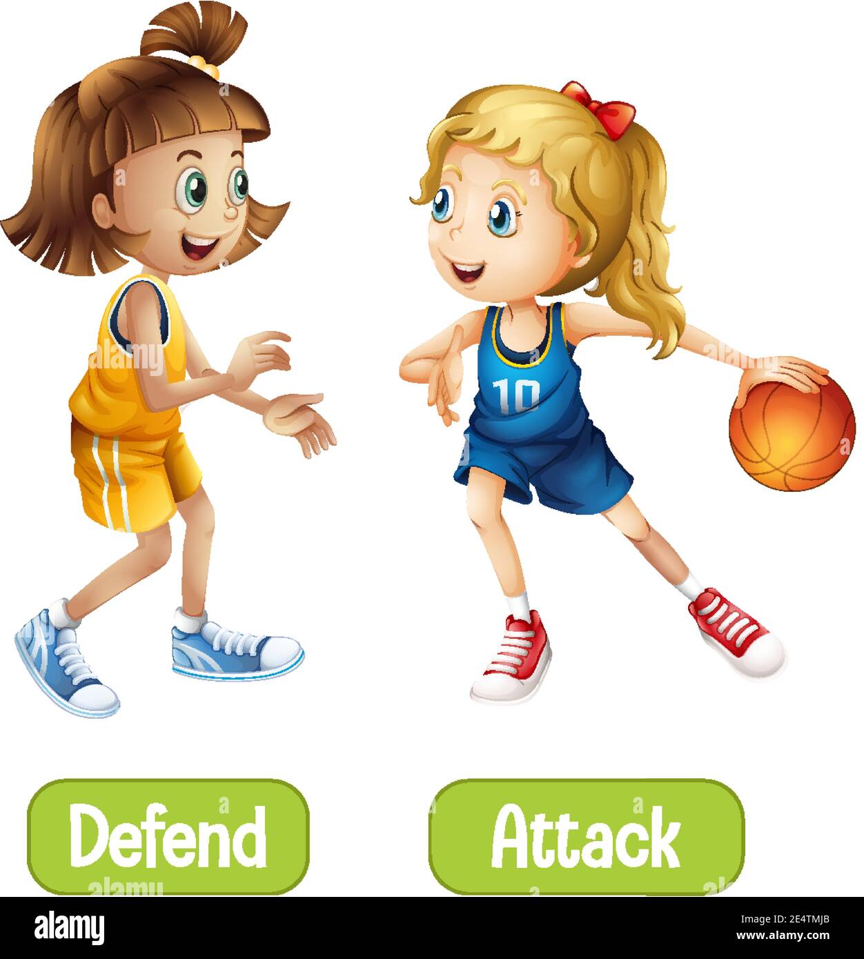 Opposite words with defend and attack illustration Stock Vector Image ...