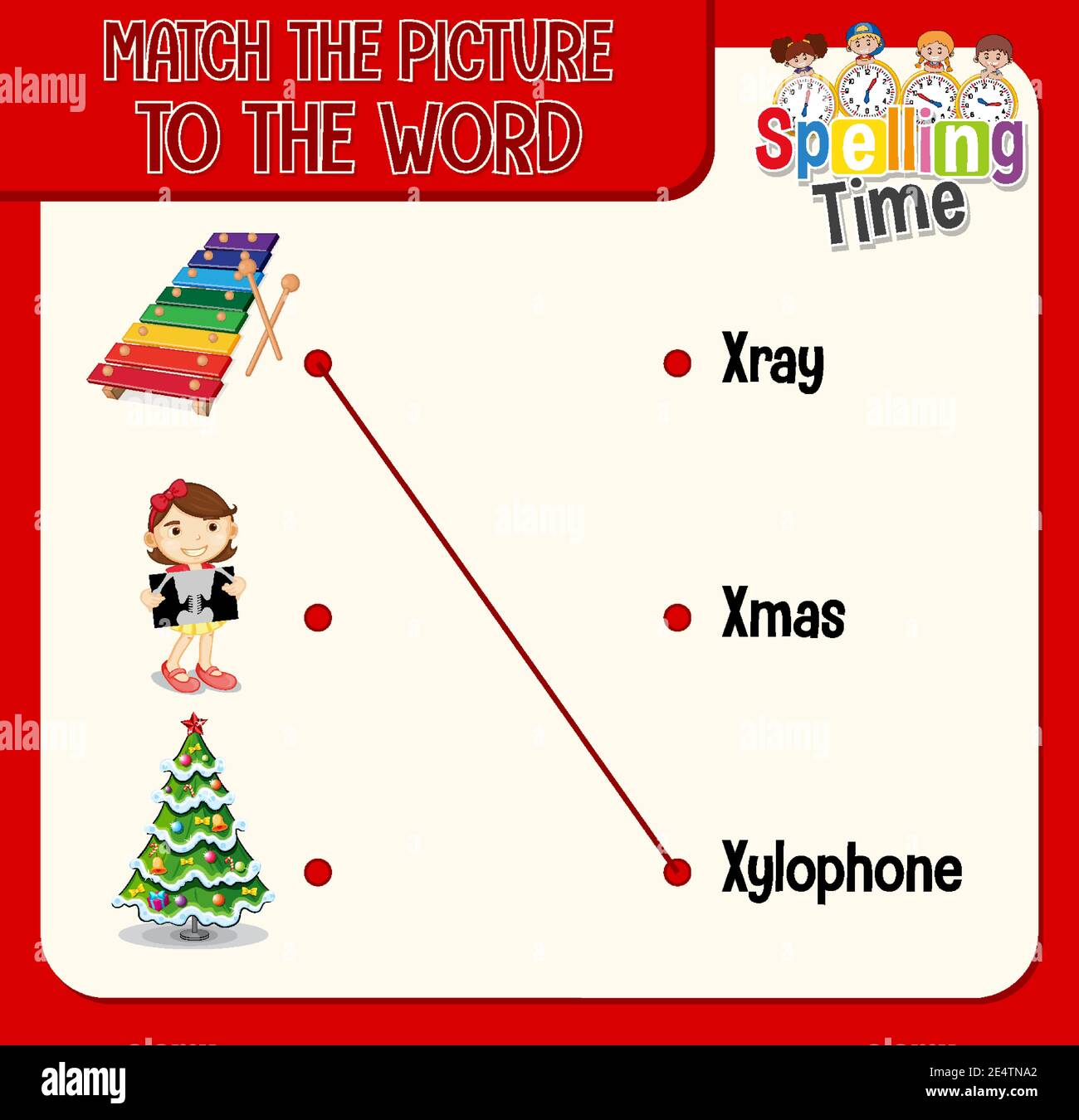 Match the picture to the word worksheet for children illustration Stock ...