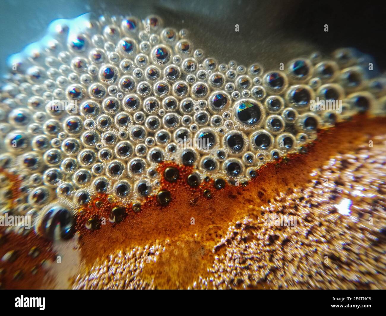 Group of spiders'eyes in a coffee cup. Group of bubbles, food, still ...