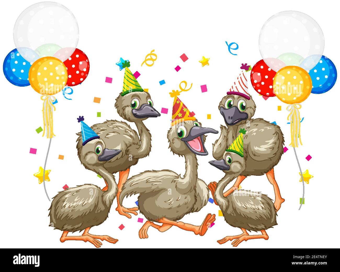 Goose group in party theme cartoon character on white background ...