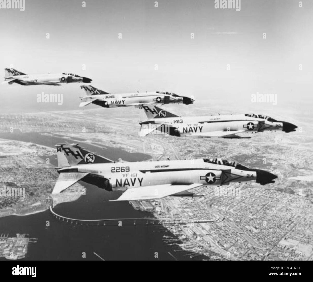 McDonnell F-4B Phantom IIs of VF-161 in flight over San Diego ...